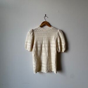 ba&sh | Tops | Bash Vivet Cream Cotton Short Sleeve Cardigan Size Small ...